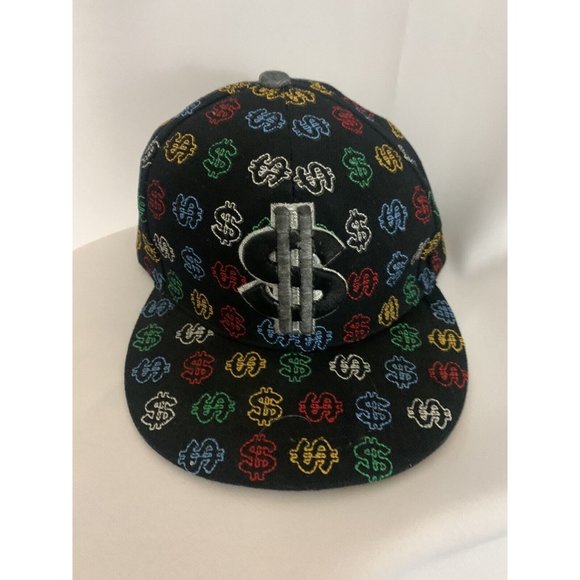 Hunter | Accessories | Money Pattern Dollar Sign Fitted Mens Sz 7 4 Black Baseball Cap Hat ...
